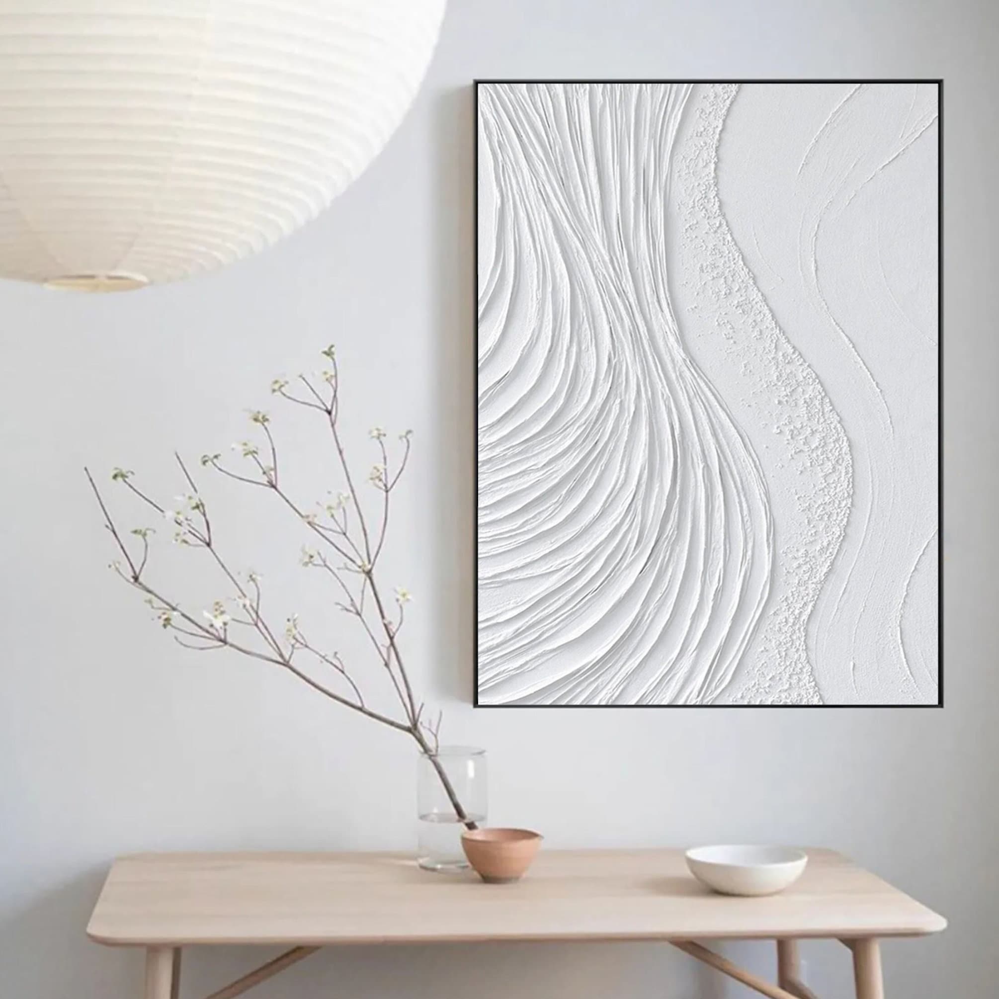 Large White Textured Painting 3D Minimalist White Textured Wall Art ...
