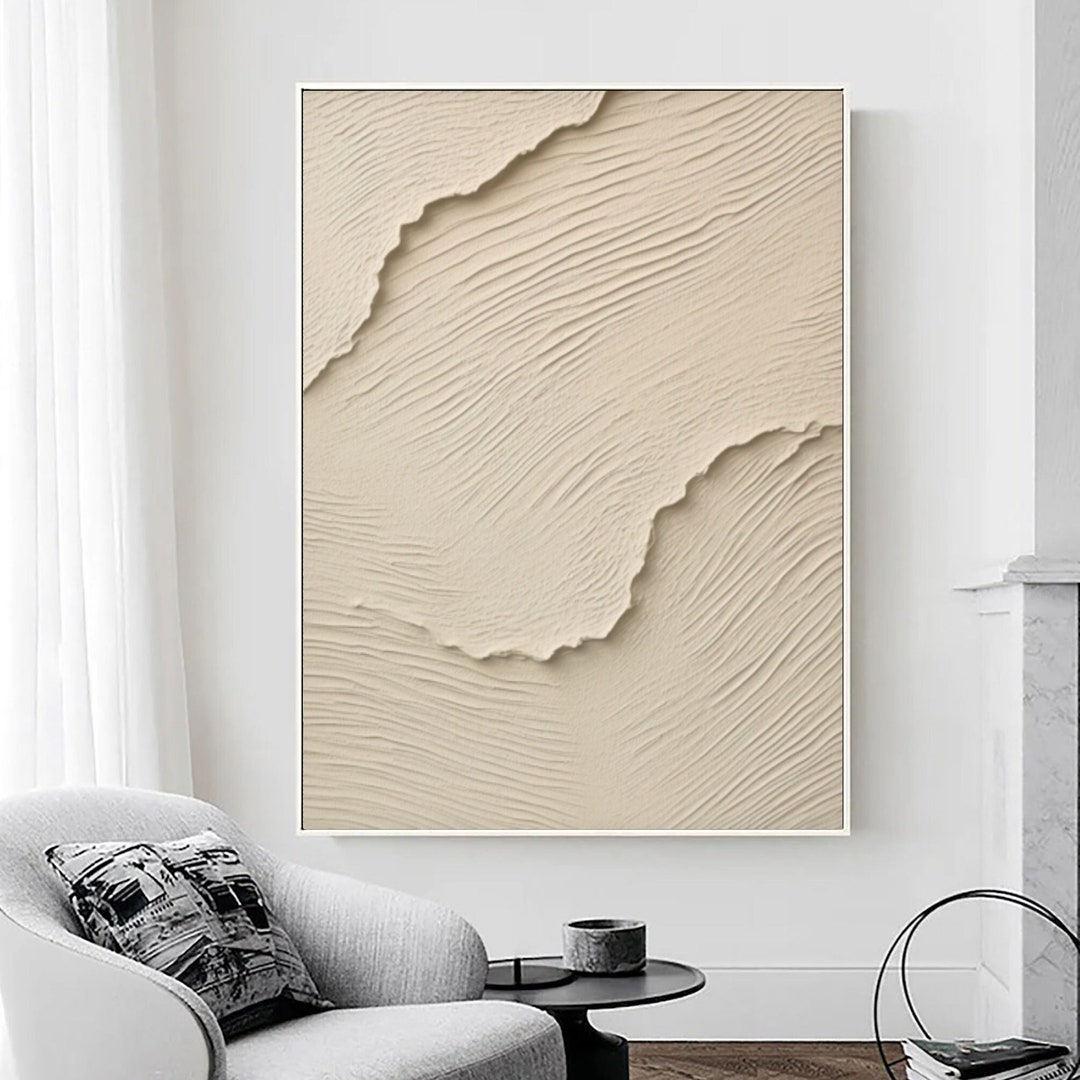 Beige 3D Texture Painting Beige Texture Ocean Waves Painting Modern ...