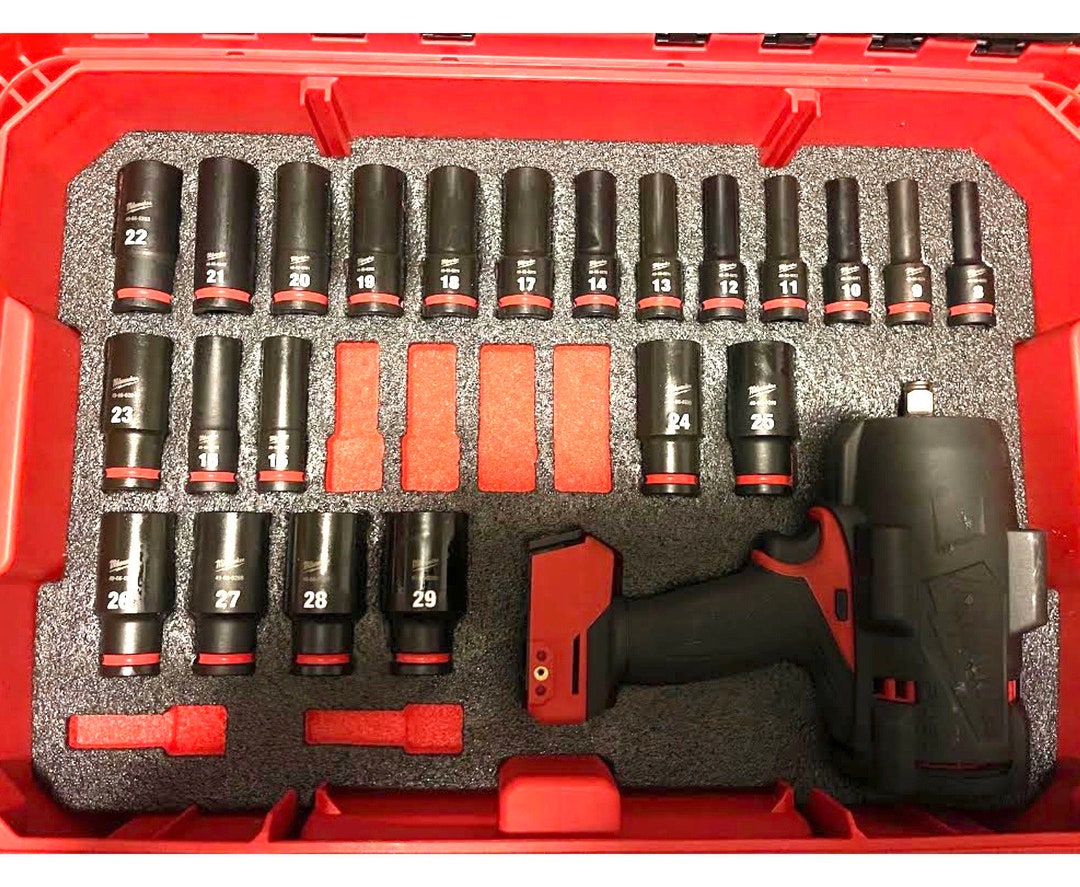 Milwaukee Packout 8424 1/2 Socket Set Kaizen Foam Insert for M18 Impact ...