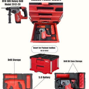 M18 SDS Rotary Hammer Kaizen Foam Insert for Milwaukee Packout Drawers ...