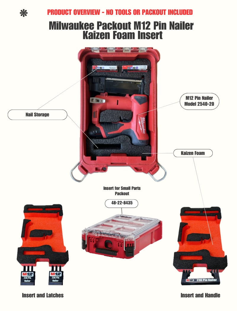 Milwaukee M12 Pin Nailer Kaizen Foam Insert for Packout - Etsy