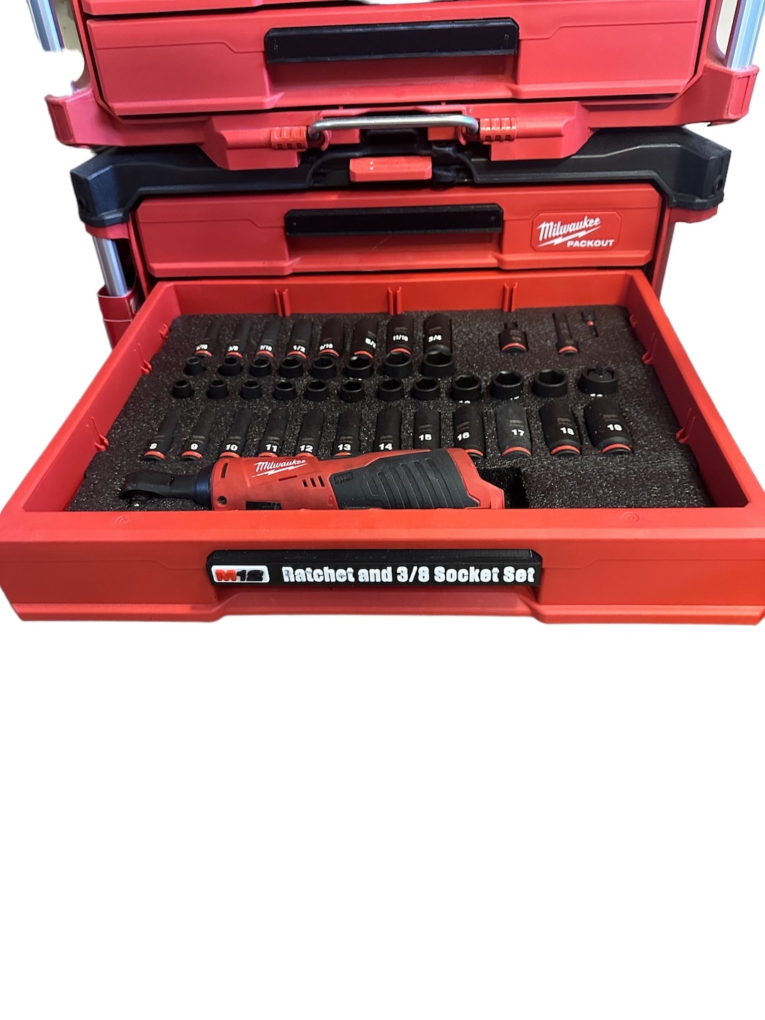 Milwaukee Packout Drawer Kaizen Foam Insert for 3/8 M12 Ratchet/socket ...