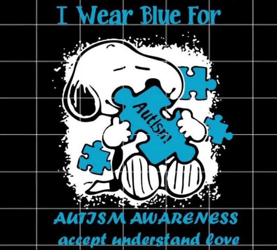 Snoopy Hug Autism I Wear Blue for Autism Awareness Accept Understand ...