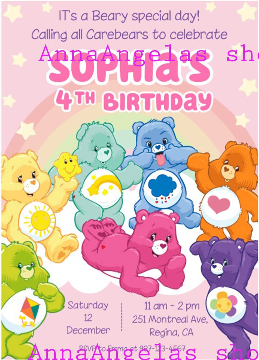 Care Bears Birthday Invitation Template2 - Etsy