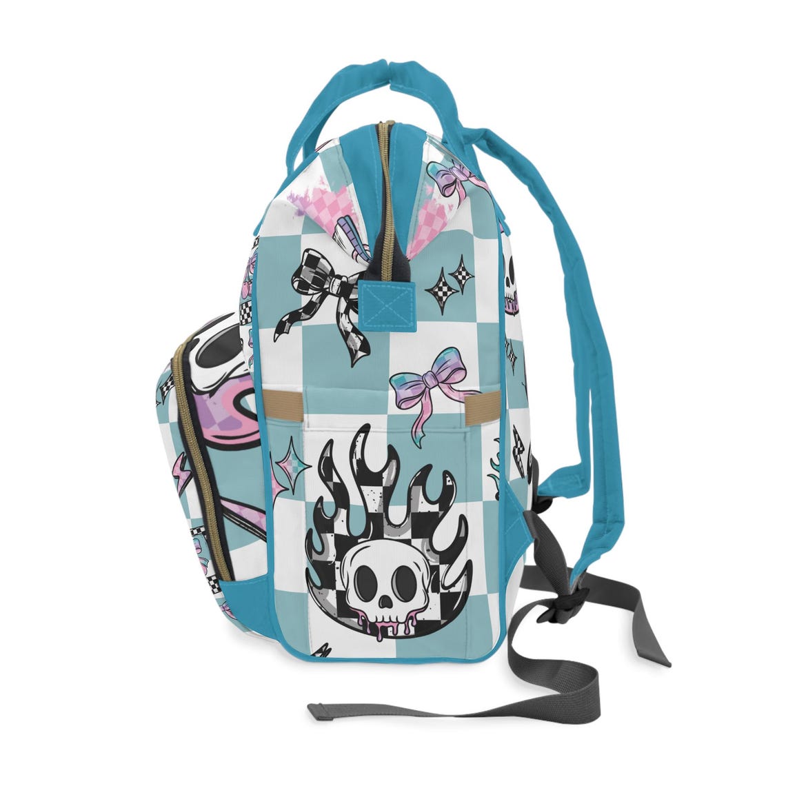 Checkered Skull Diaper Bag | Skulls and Flames Diaper Bag | Emo Skull ...
