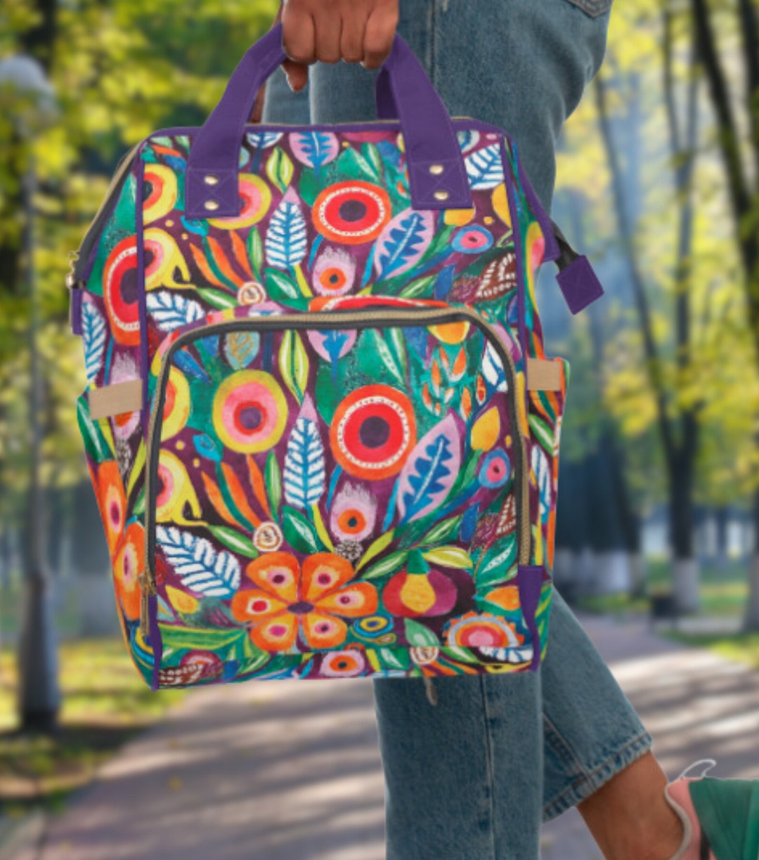 Colorful Flowers Diaper Bag | Diaper Bag | Unique Diaper Bag | Baby ...