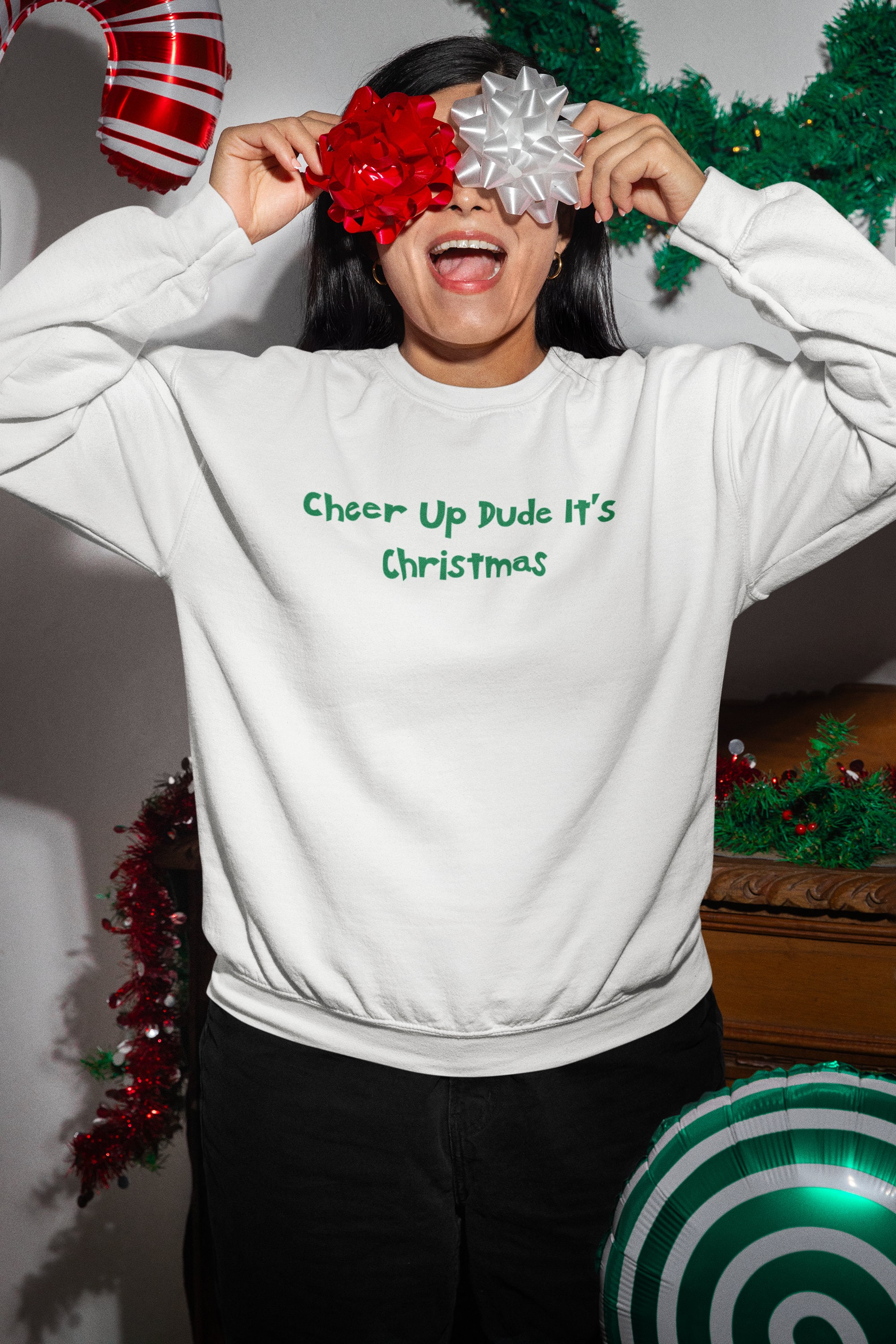 Cheer up Dude It's Christmas Sweatshirt, Funny Christmas Sweater ...