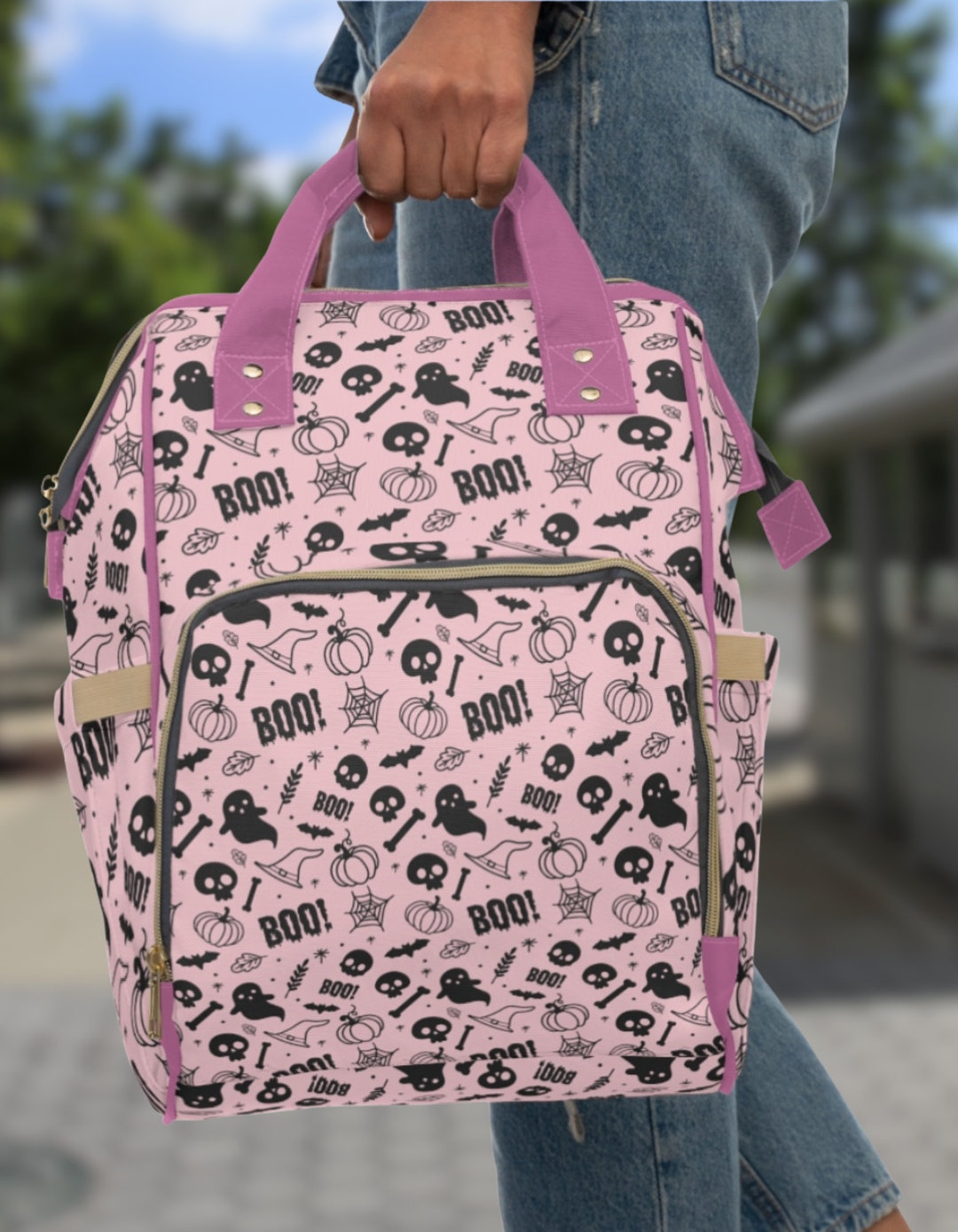 Halloween Skulls Boo Diaper Bag | Diaper Bag | Unique Diaper Bag | Baby ...