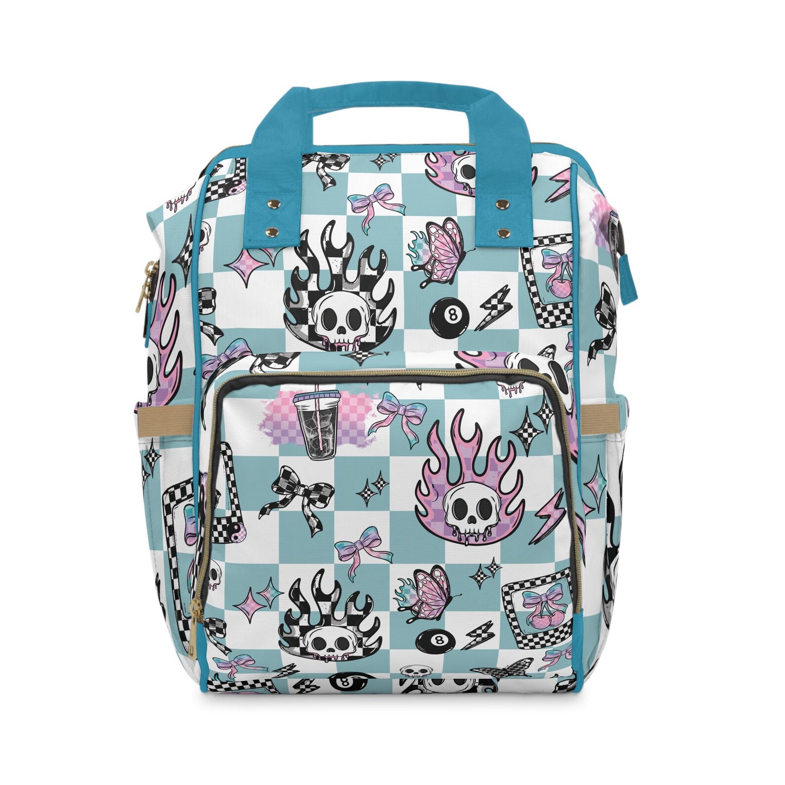 Checkered Skull Diaper Bag | Skulls and Flames Diaper Bag | Emo Skull ...