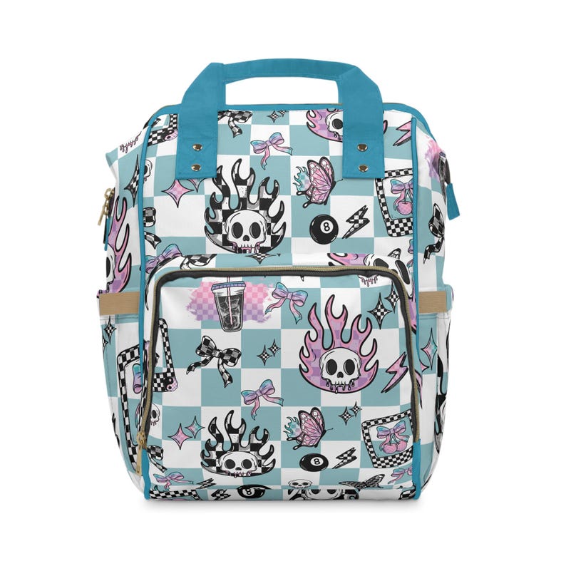 Checkered Skull Diaper Bag | Skulls and Flames Diaper Bag | Emo Skull ...