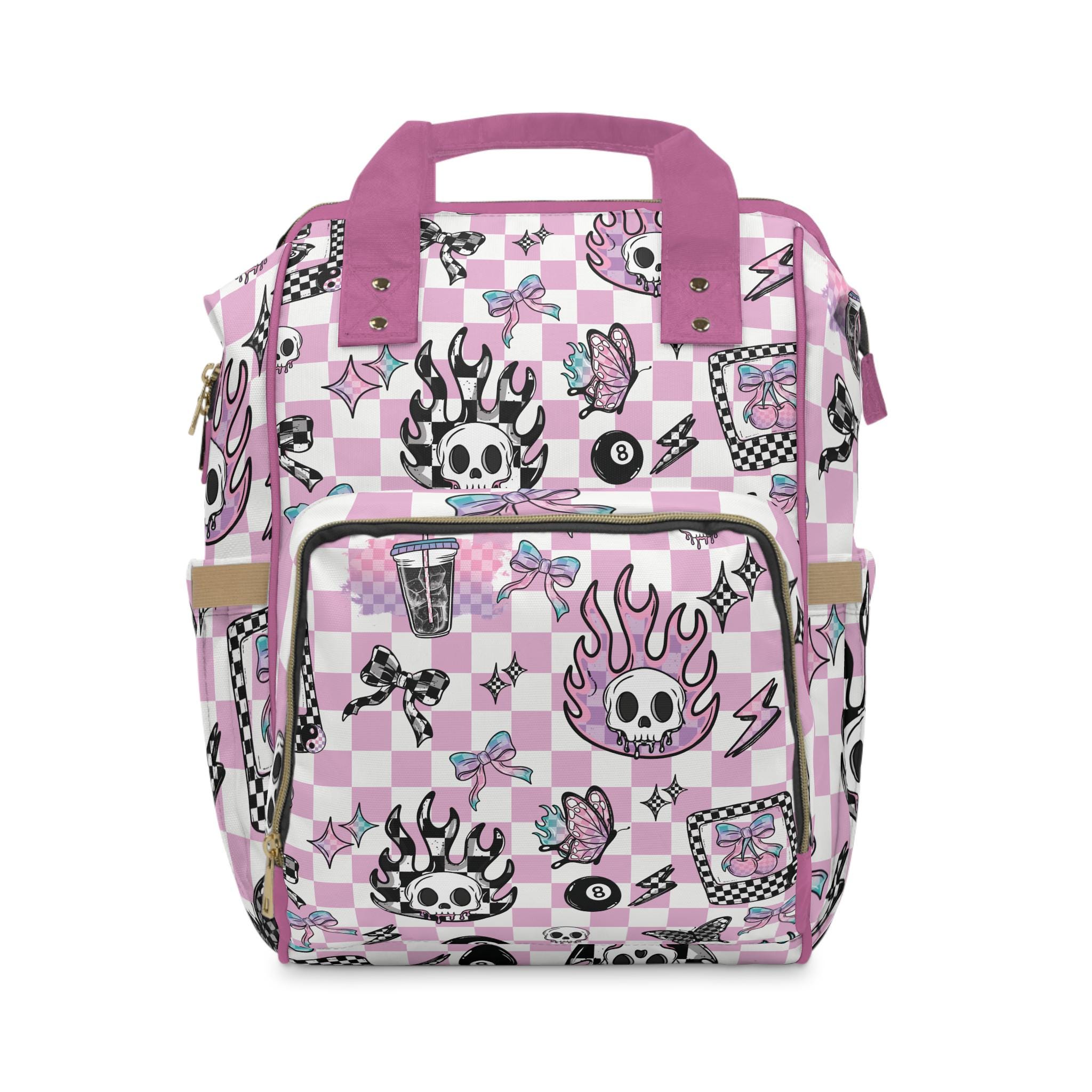Checkered Skull Diaper Bag | Skulls and Flames Diaper Bag | Emo Skull ...