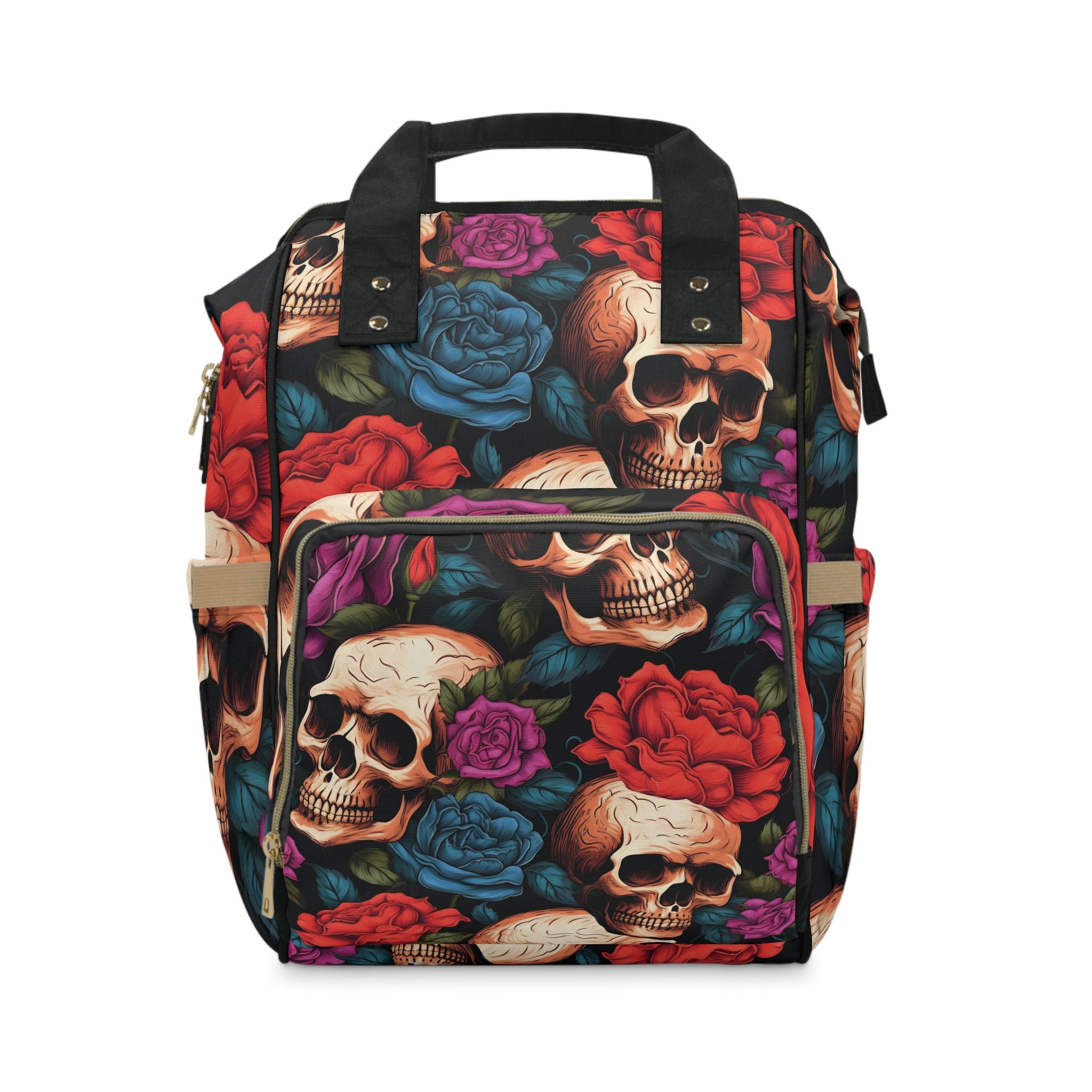 Skull and Roses Diaper Bag | Punk Diaper Bag | Goth Diaper Bag | Baby ...