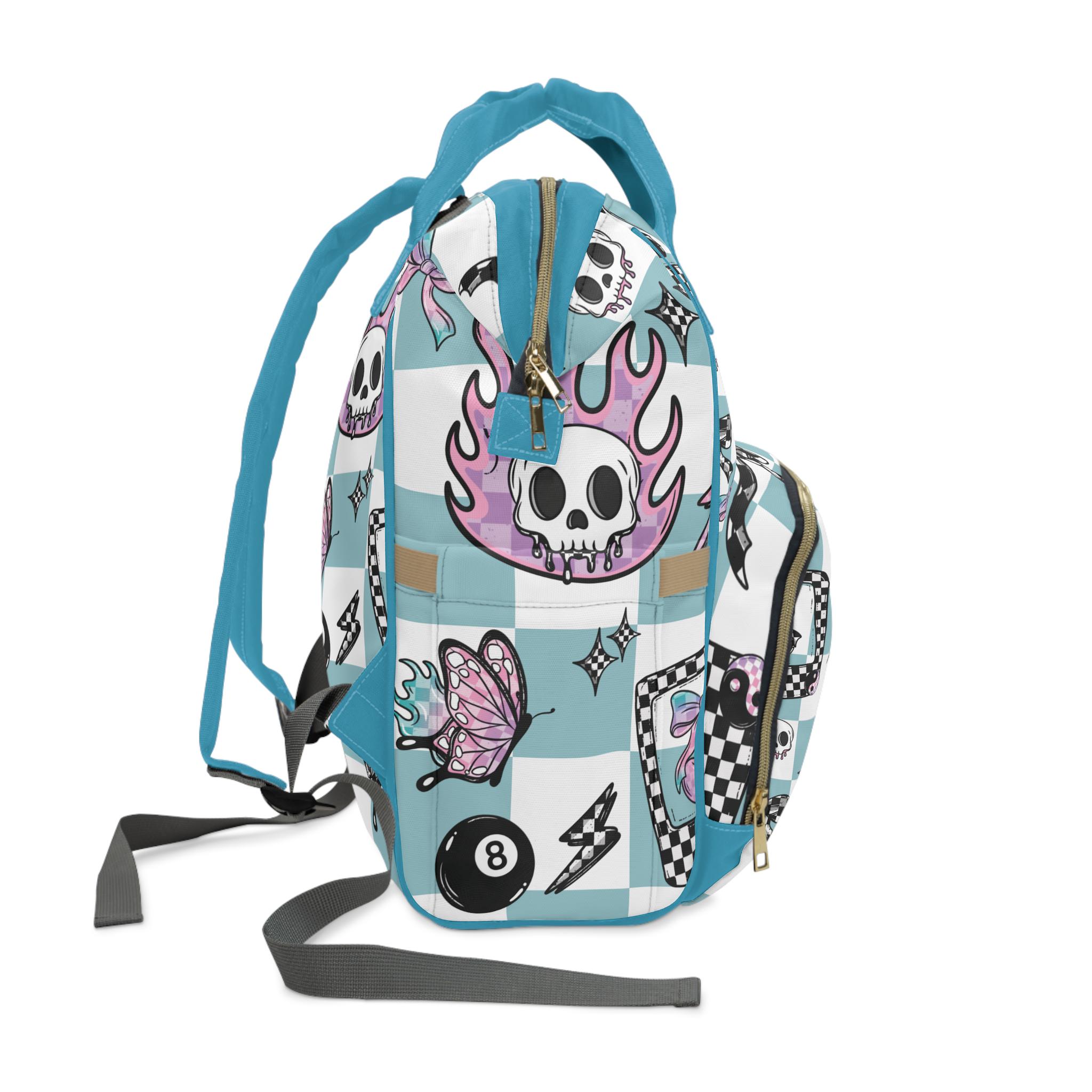 Checkered Skull Diaper Bag | Skulls and Flames Diaper Bag | Emo Skull ...