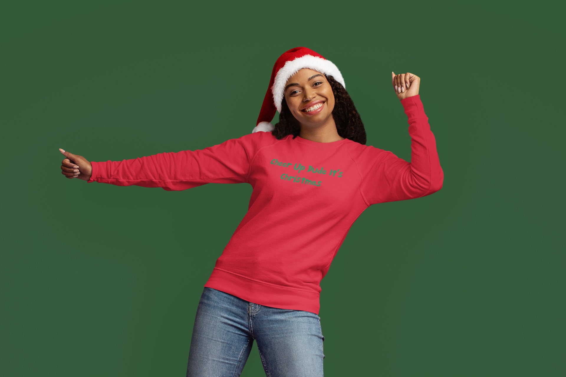 Cheer up Dude It's Christmas Sweatshirt, Funny Christmas Sweater ...