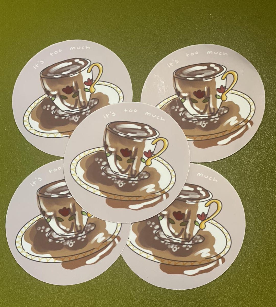 Overflowing Tea Cup Sticker Grief Tea Lover Journal Sticker Laptop ...