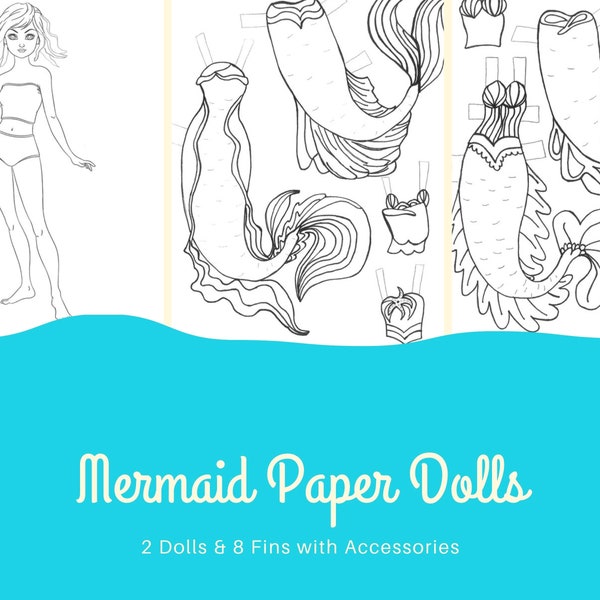 Mermaid Paper Dolls - Etsy