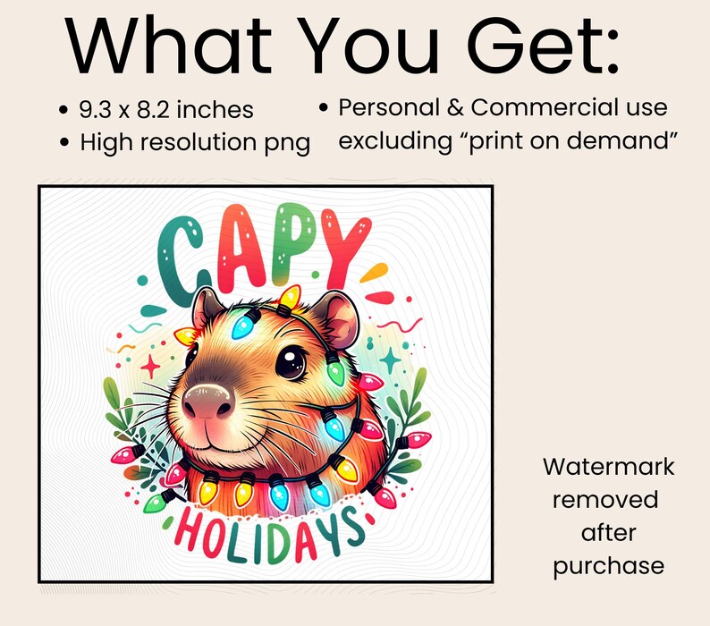 Capybara Tshirt Graphic PNG Capy Holidays Sublimation Christmas ...