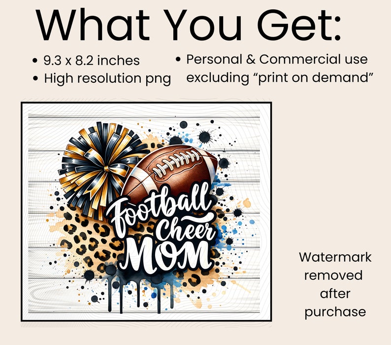 Football Cheer Mom Tumbler Wrap PNG for 20 Oz Skinny Tumbler Pom Pom ...