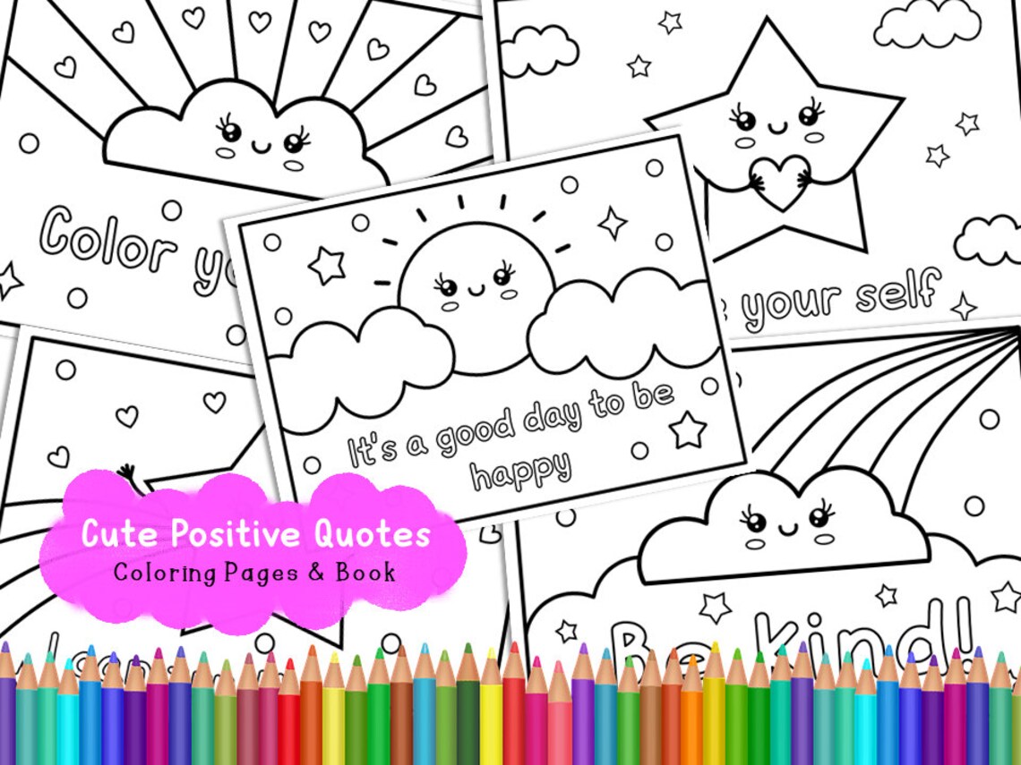 Positive Quote Coloring Books Kids Coloring Pages for Road Trip ...