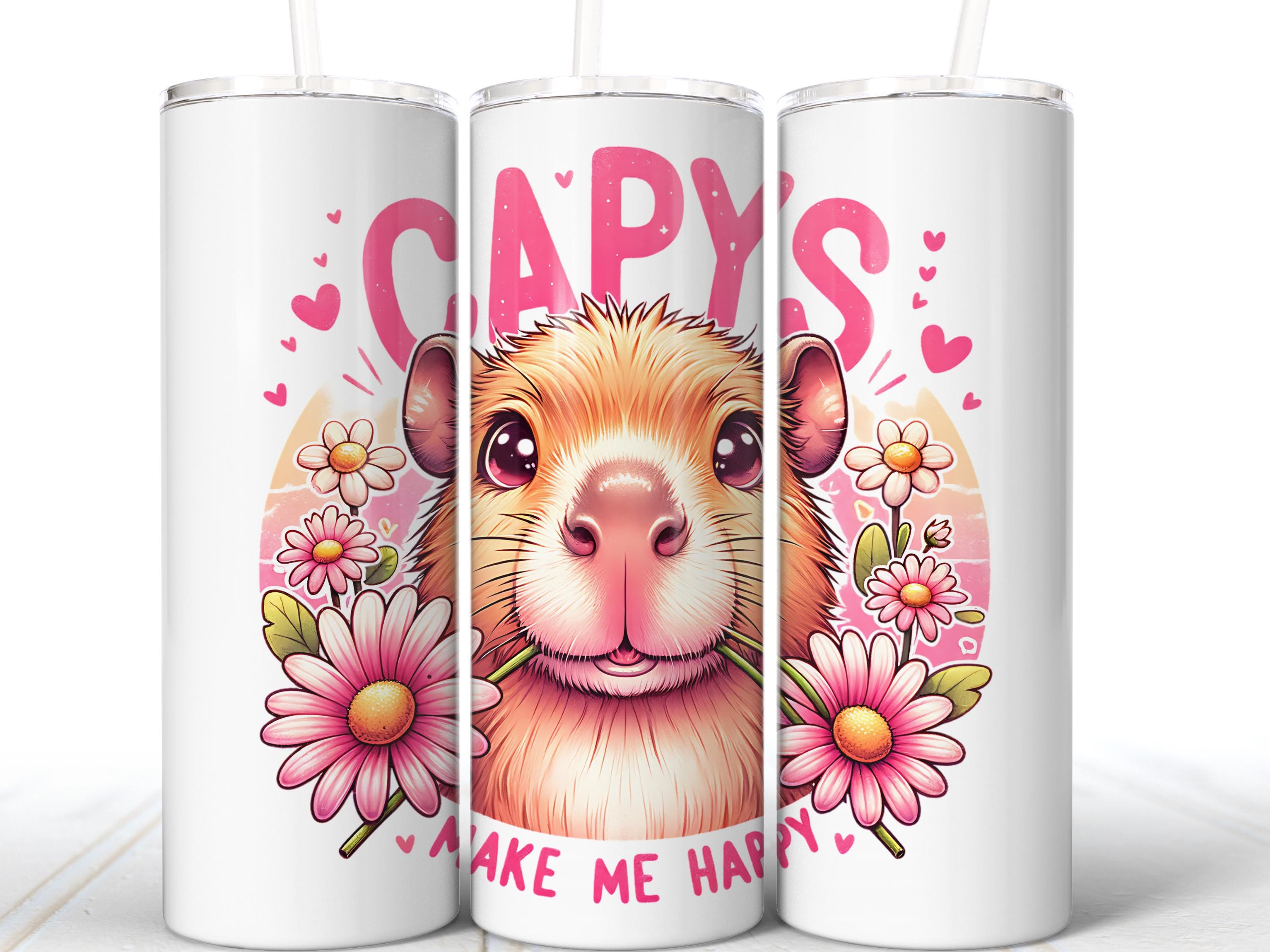 Capys Make Me Happy Tumbler Wrap PNG Capybara Sublimation 20 Oz Skinny ...