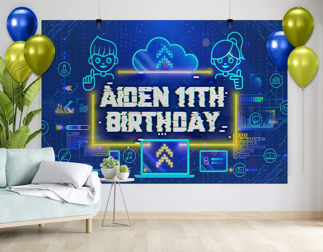 Computer Coding Birthday Backdrop Coding Birthday Party - Etsy