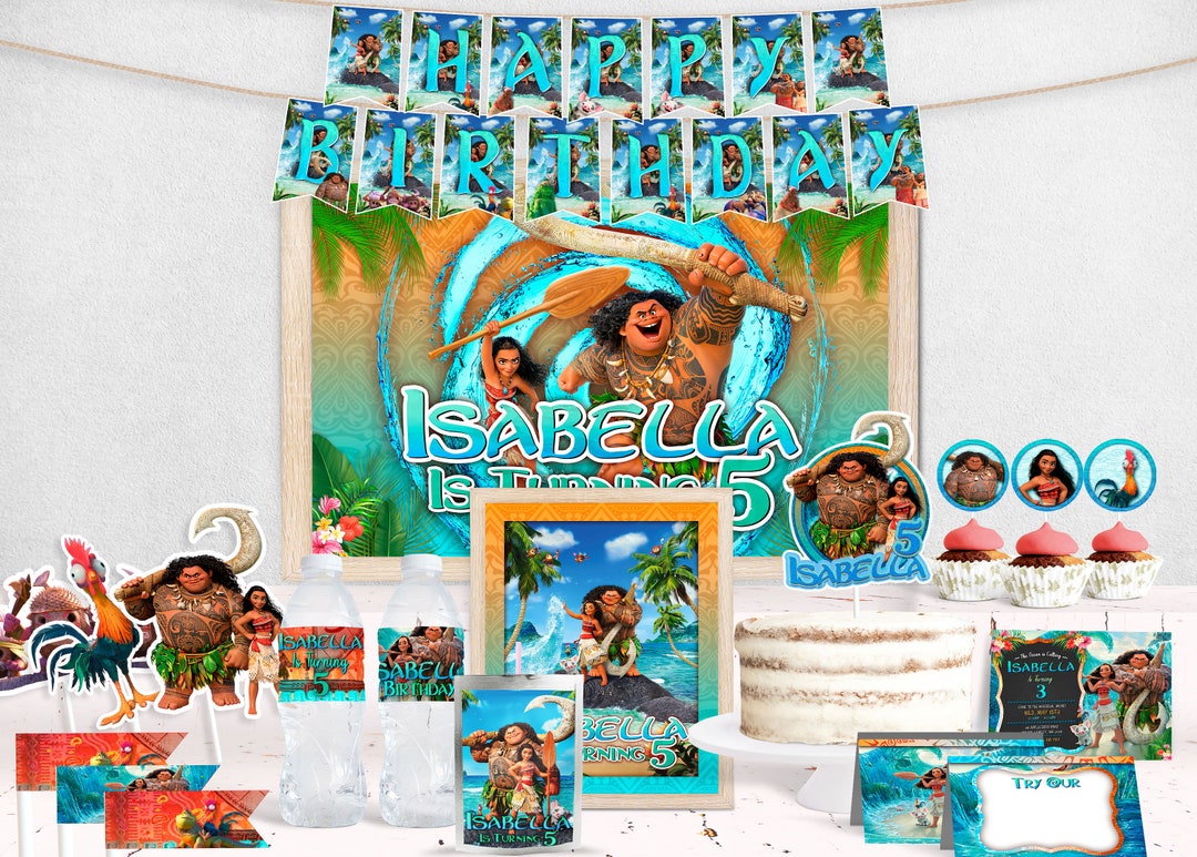 Mo-ana Party Birthday Bundle Printable Customize Hawaii - Etsy