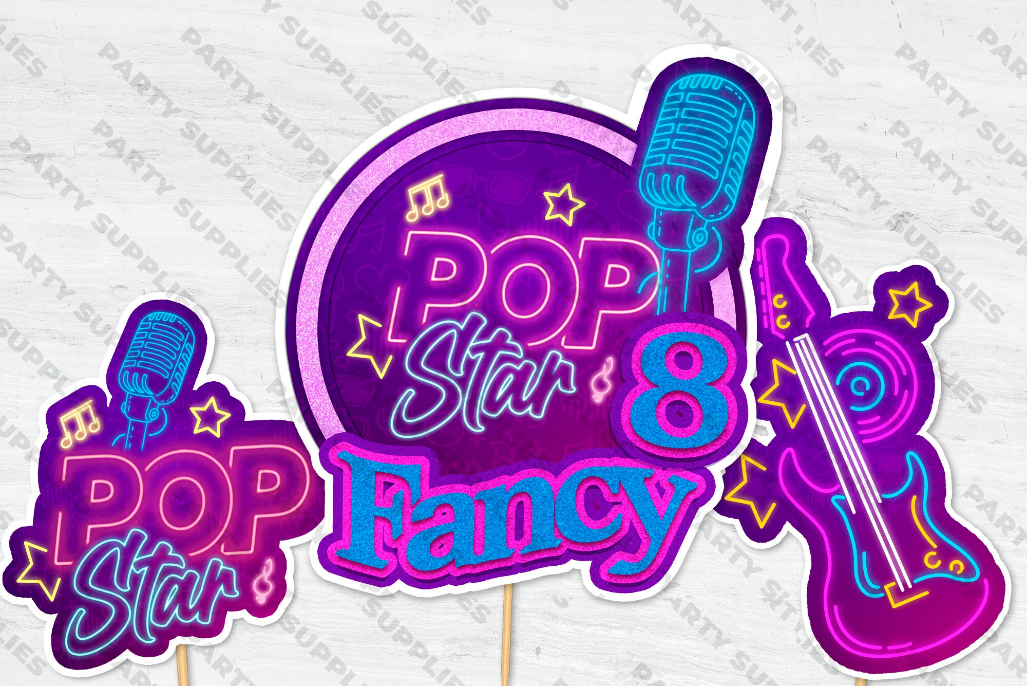 Pop Star Party Birthday Bundle Printable Customize Pop Star - Etsy