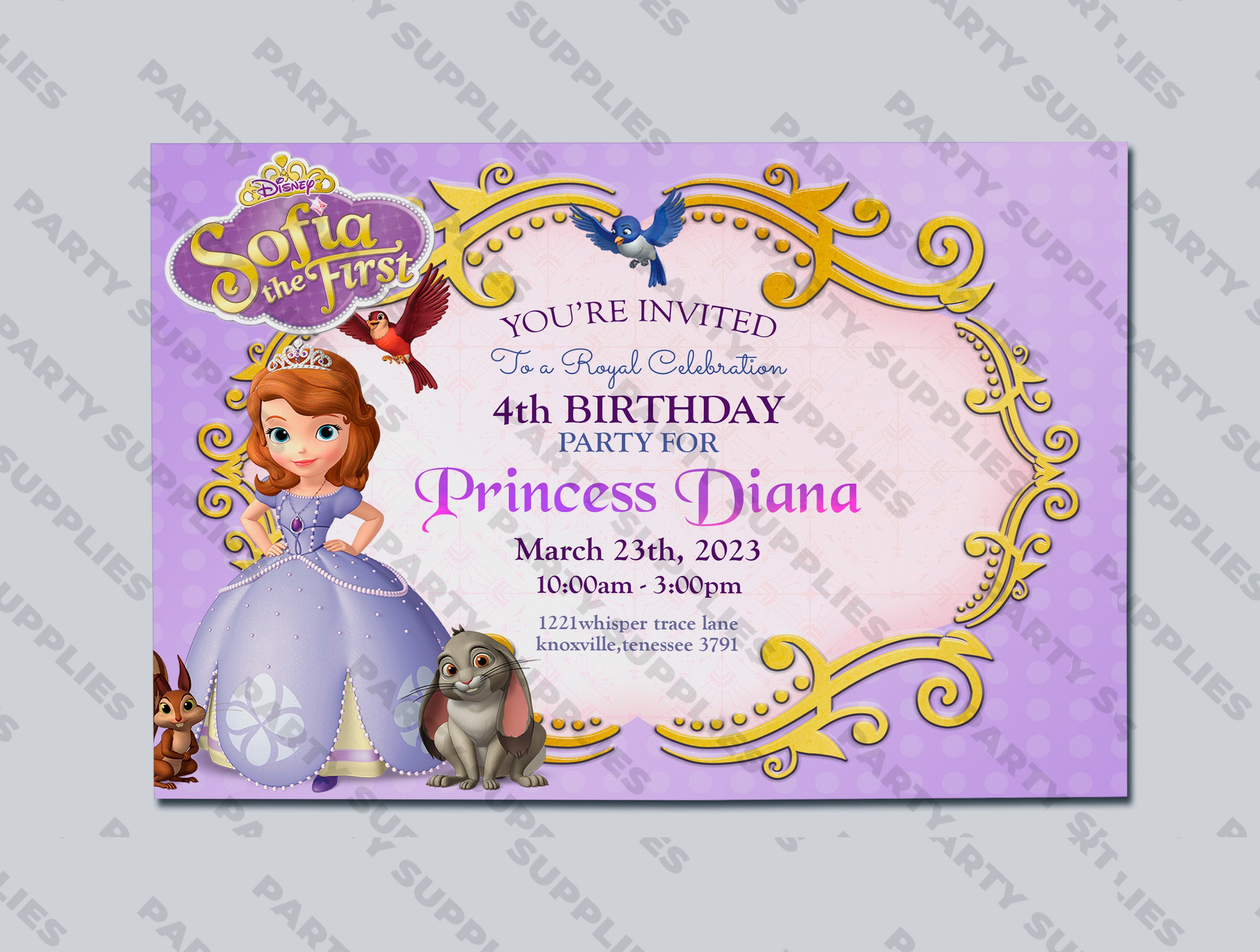 Sofia The First Party Bundle Printable Customize Birthday Etsy
