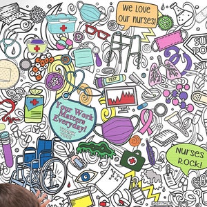 NURSES Coloring Poster--celebrate Nurses Week. Team Building Wall ...