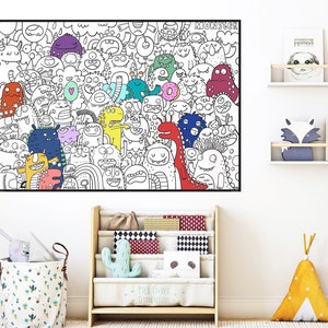 Huge Monsters Coloring Poster Silly Monsters Activity Large Coloring ...