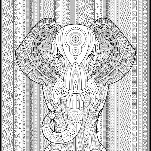 Elephant Coloring Poster - Etsy
