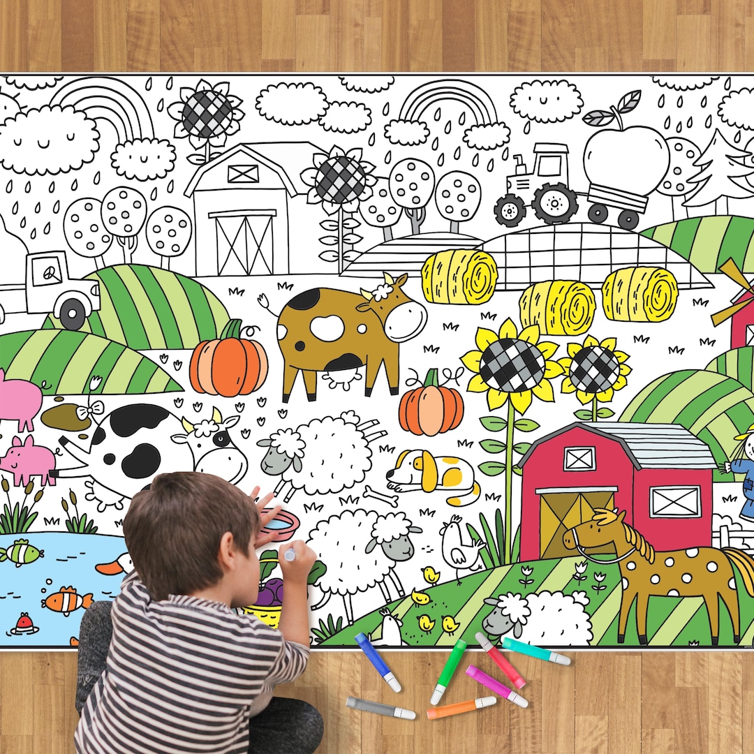 Preschool Farm Jumbo Coloring Poster Large Graphics for Children ...