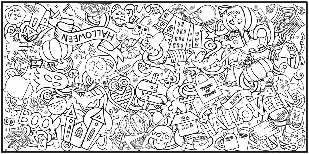 Printable Halloween Hooligans Coloring Table Runner - Etsy