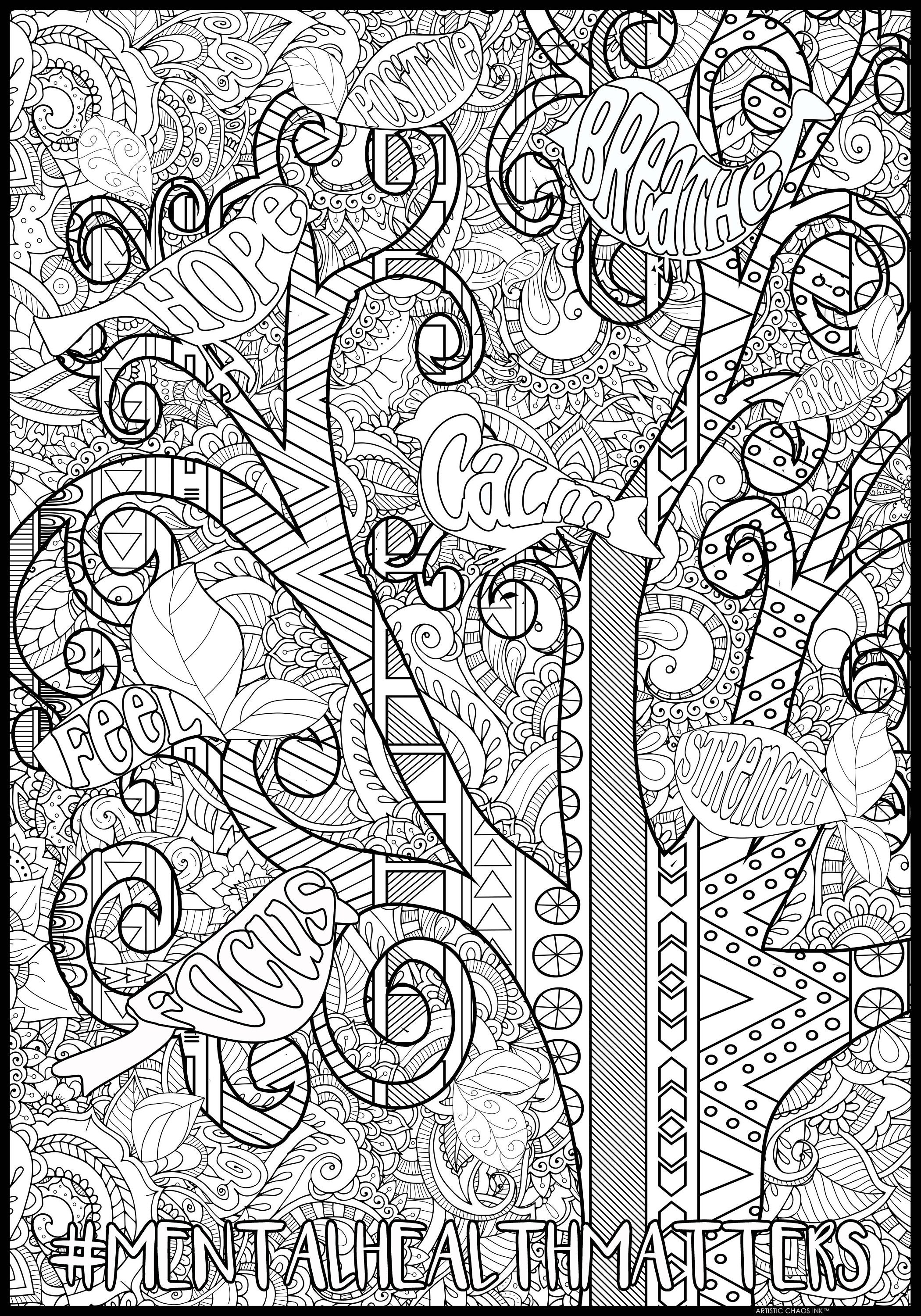 HUGE Coloring Poster–mental Health--coloring Activity for Groups ...