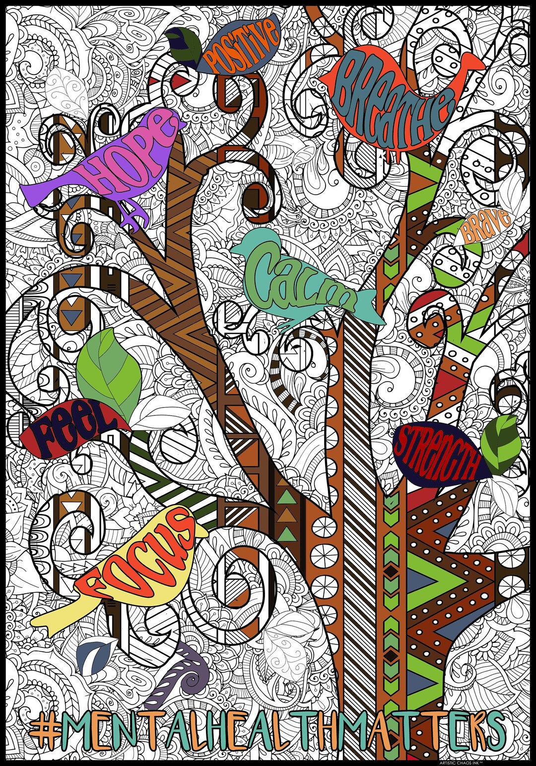 Mental Health Matters Coloring Poster Jumbo Size, Big Wall Mural ...