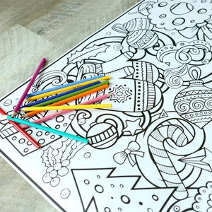 Printable Christmas Magic Coloring Table Runner Digital Christmas ...