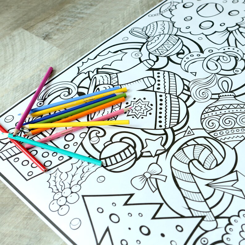 Printable Christmas Joy Coloring Table Runner Downloadable - Etsy