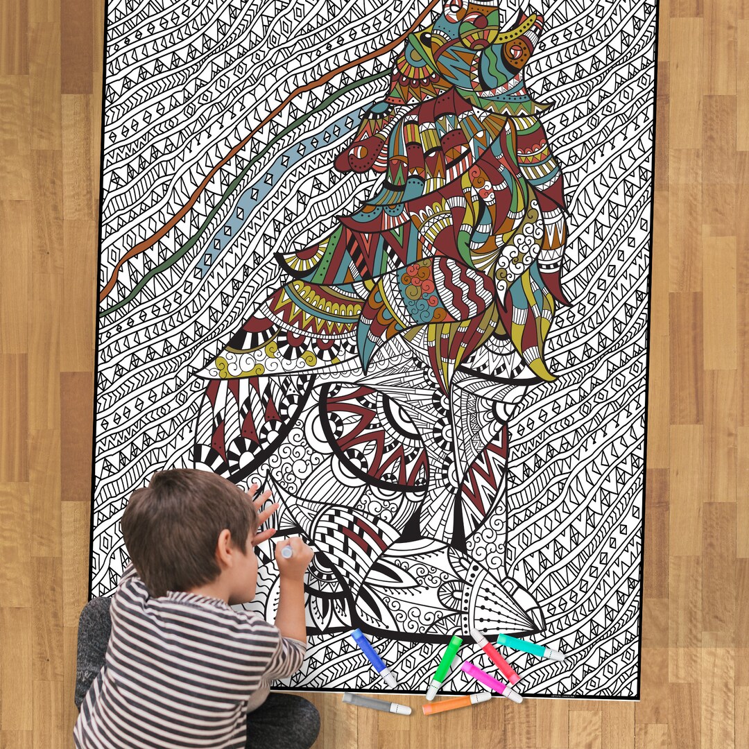 Wolf Coloring Page, Giant Coloring Sheet With Name, Wolf Coloring ...