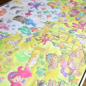 Mermaid Coloring Page, Giant Coloring Poster for Classroom, Cute ...