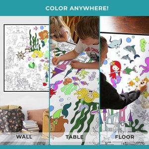 Mermaid Coloring Page, Giant Coloring Poster for Classroom, Cute ...