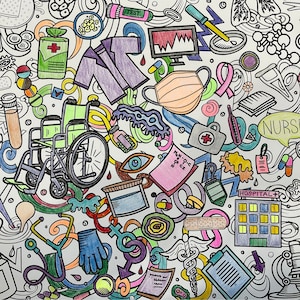 Medical Office Wall Art Health and Wellness Coloring Poster Doctor Gift ...