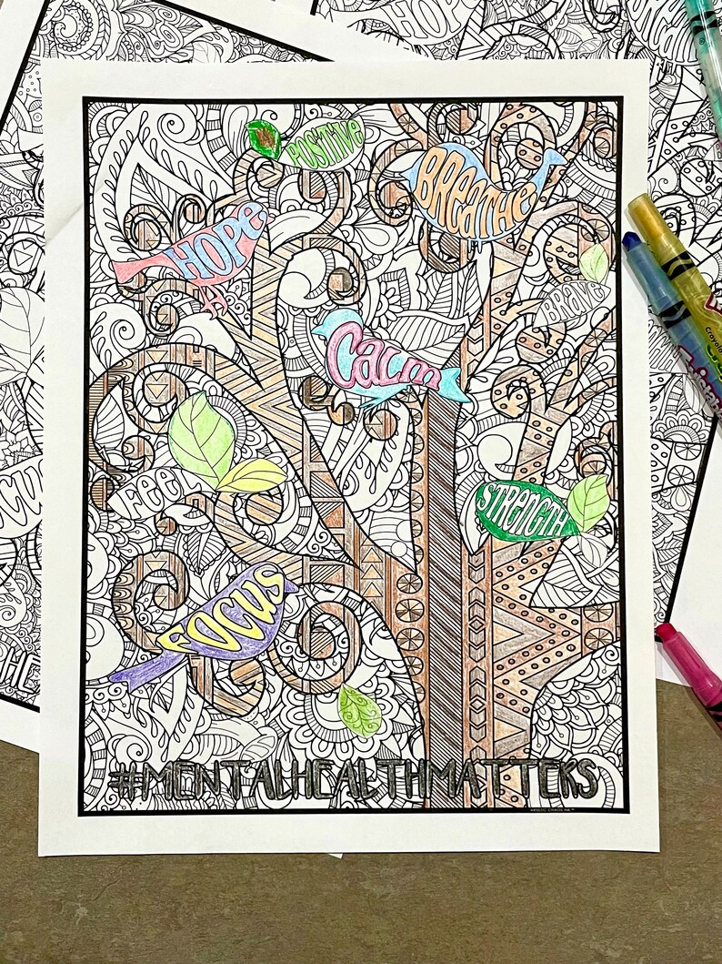 Mental Health Coloring Page Therapy Coloring Page Stress Relief ...