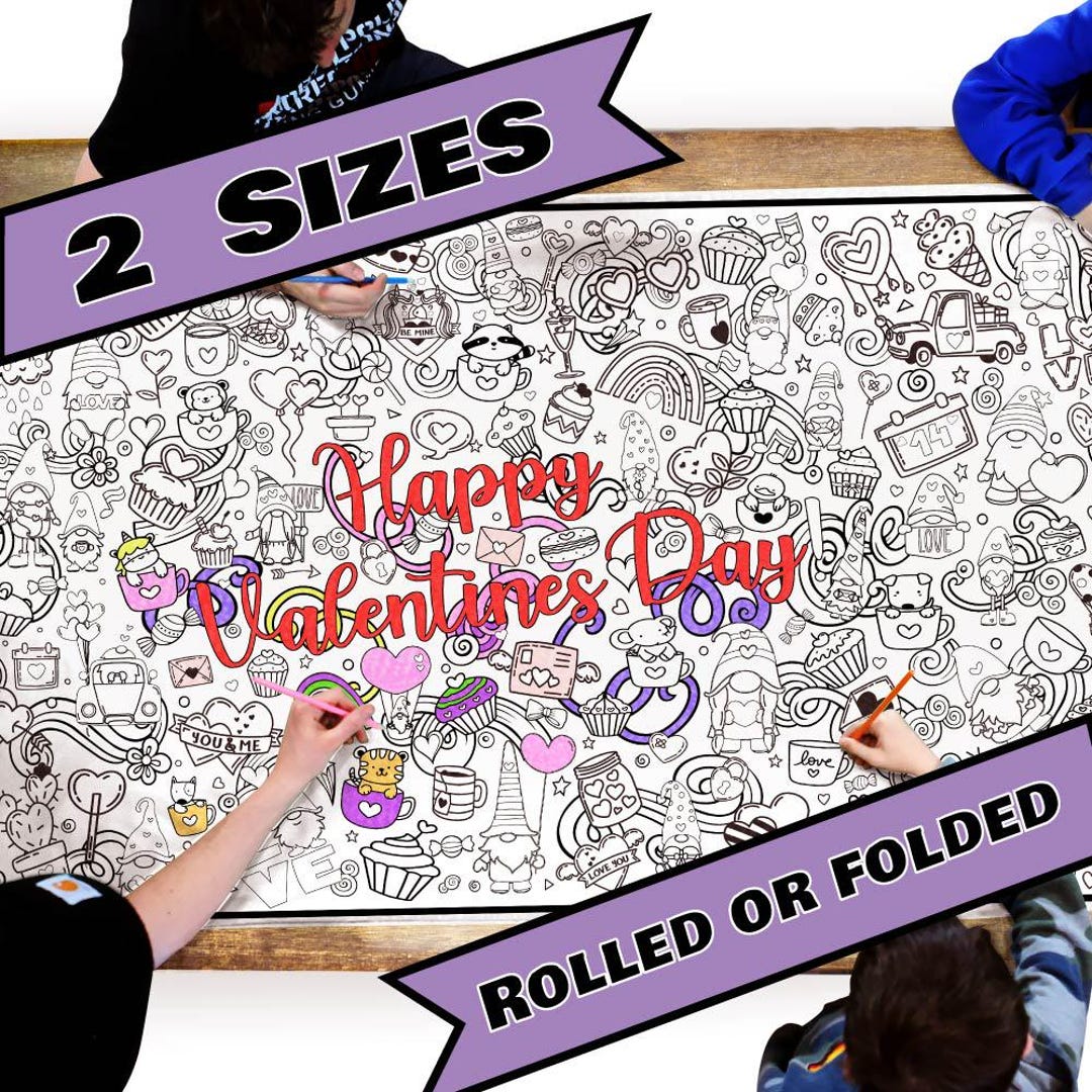 GIANT Coloring Banner–valentine's Day--table and Wall Coloring Sheet ...