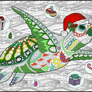Christmas Sea Turtle Coloring Page Giant Turtle Coloring Sheet Ocean ...