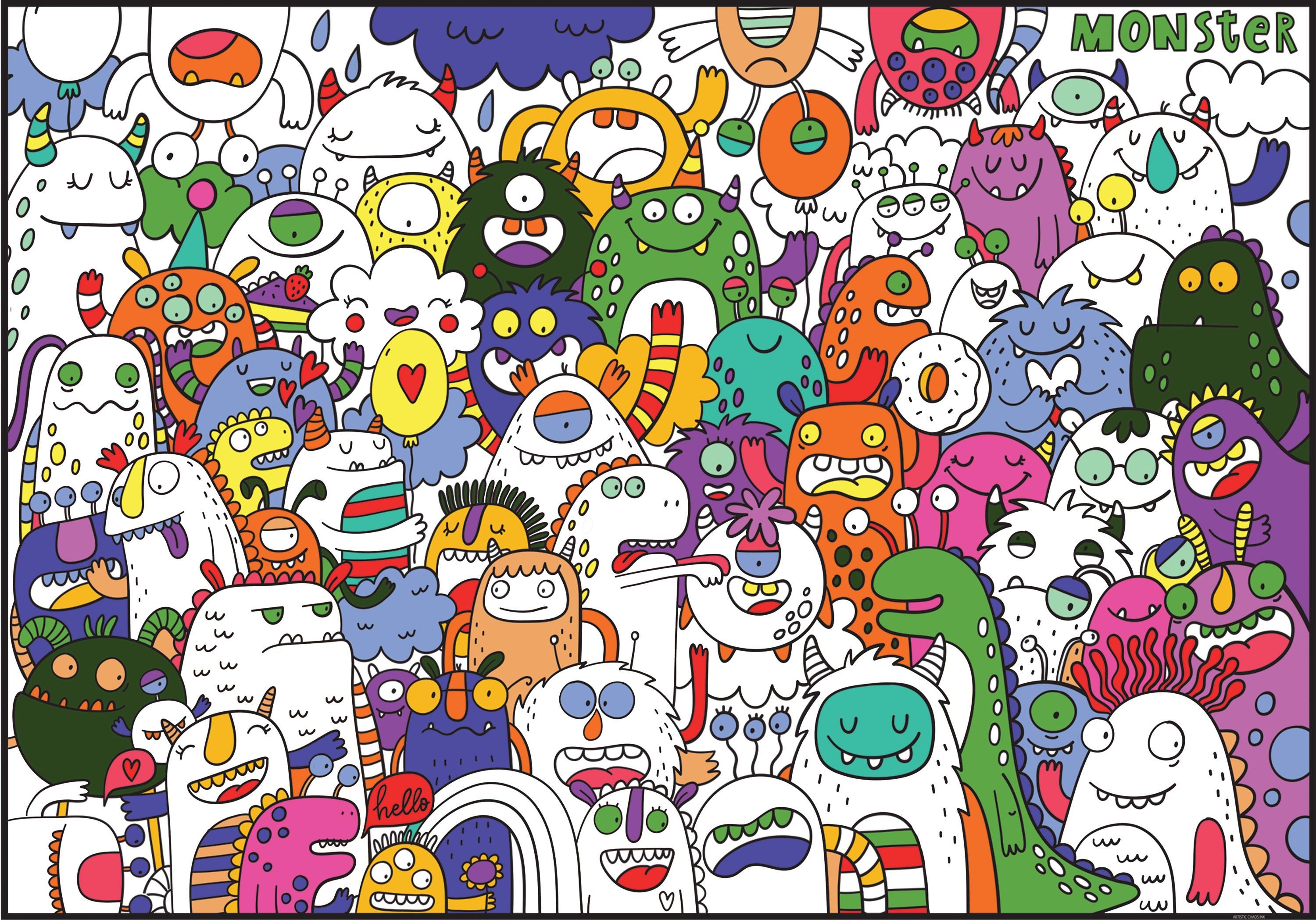 HUGE Coloring Poster–monsters--coloring Activity for Groups ...