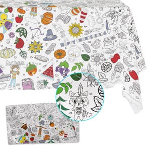 Thanksgiving Washable Coloring Cloth Tablecloth Kid Table Cloth for ...