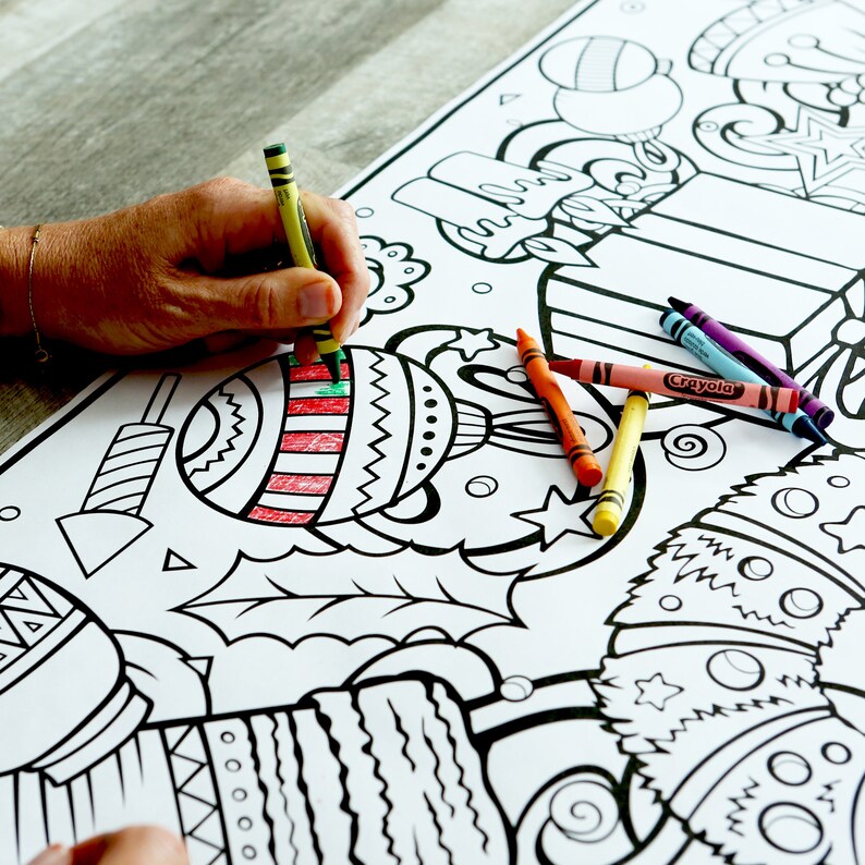 Printable Christmas Joy Coloring Table Runner Downloadable - Etsy