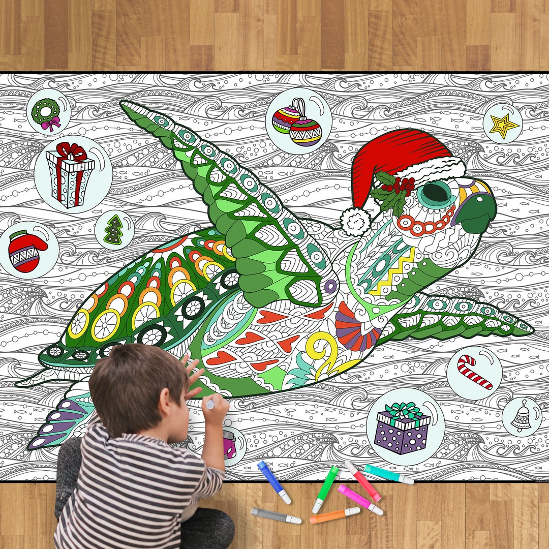 Christmas Sea Turtle Coloring Page Giant Turtle Coloring Sheet Ocean ...