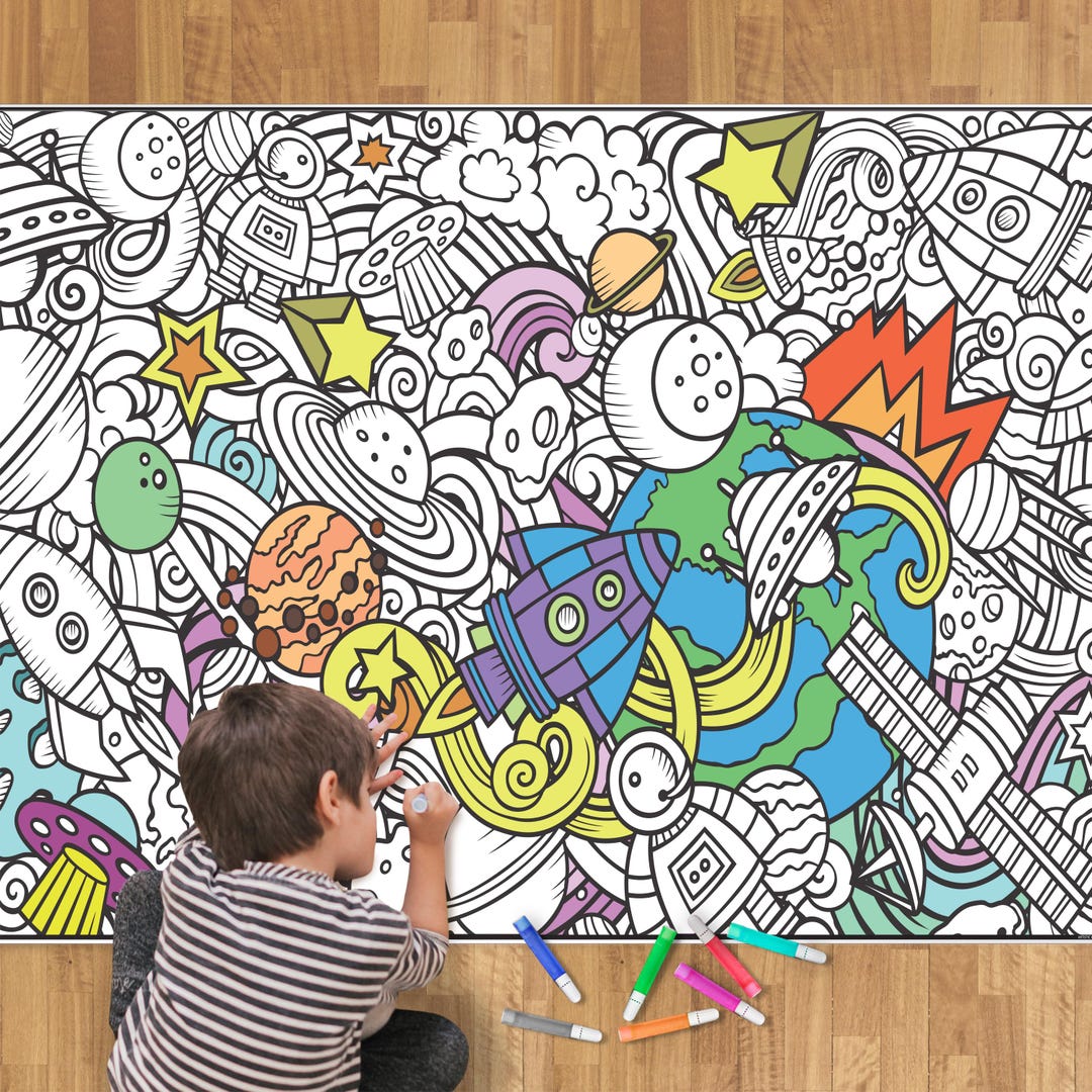 Space Coloring Poster Super Huge Coloring Sheet Galaxy Classroom ...