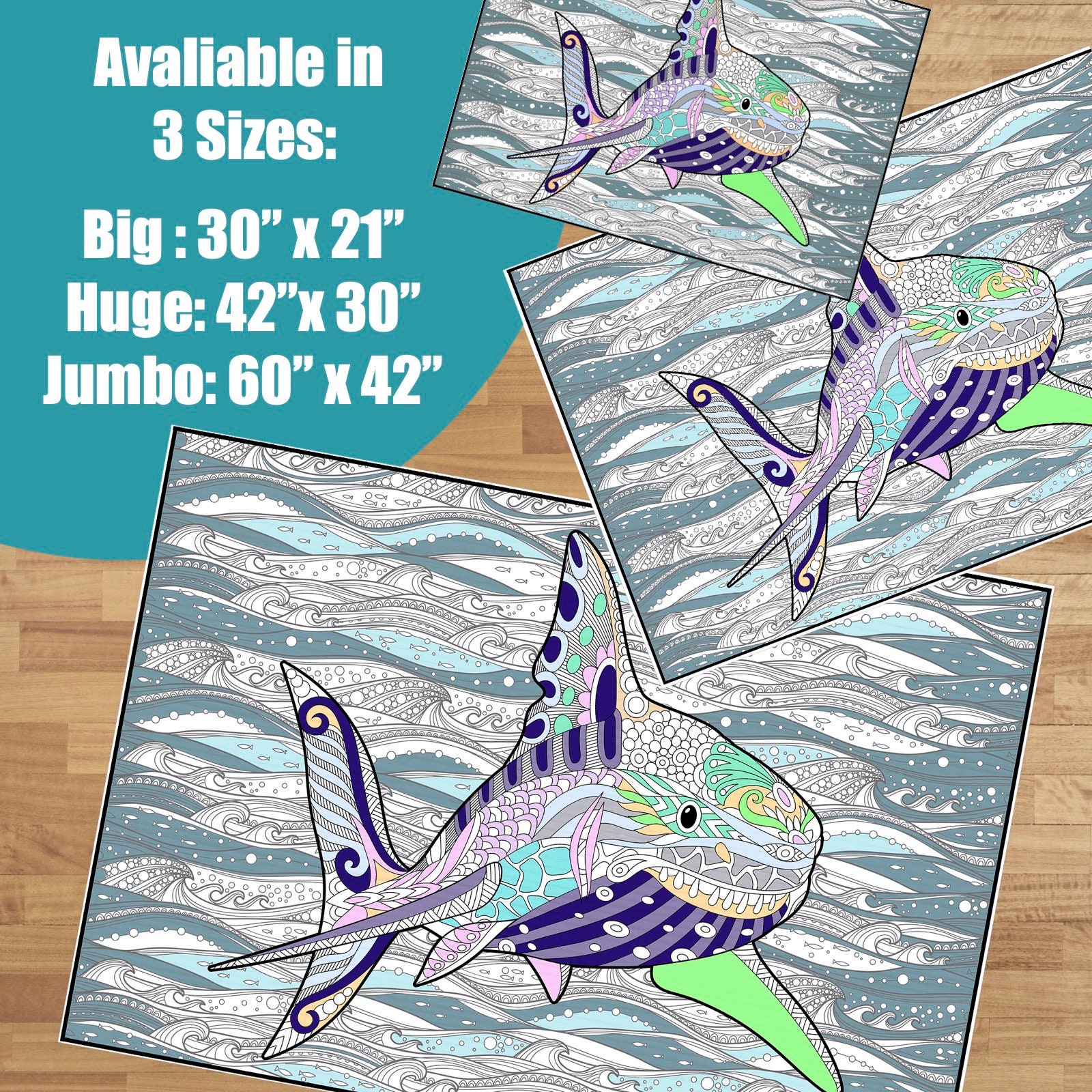 Shark Coloring Page Ocean Poster Coloring Sheet Silly Shark Coloring ...